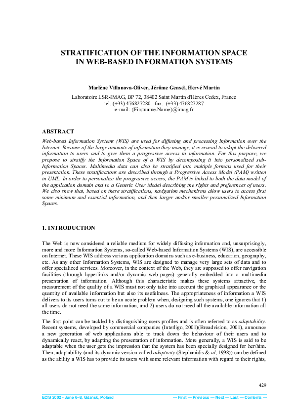 Pdf Stratification Of The Information Space In Web Based Information Systems
