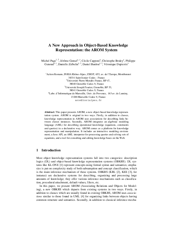 (PDF) A New Approach in Object-Based Knowledge Representation: The AROM ...