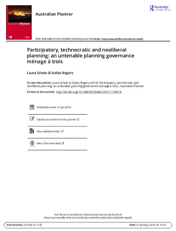 (PDF) Australian Planner Participatory, Technocratic and Neoliberal ...