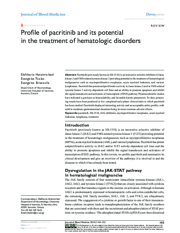 (PDF) Profile of pacritinib and its potential in the treatment of ...