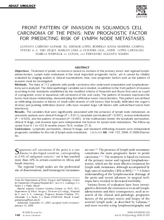 (PDF) Front pattern of invasion in squamous cell carcinoma of the penis ...