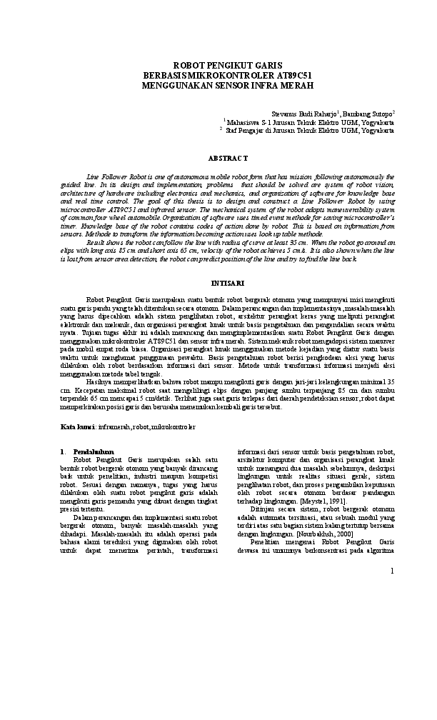 (PDF) Robot Pengikut Garis Berbasis Mikrokontroler AT89C51 Menggunakan ...