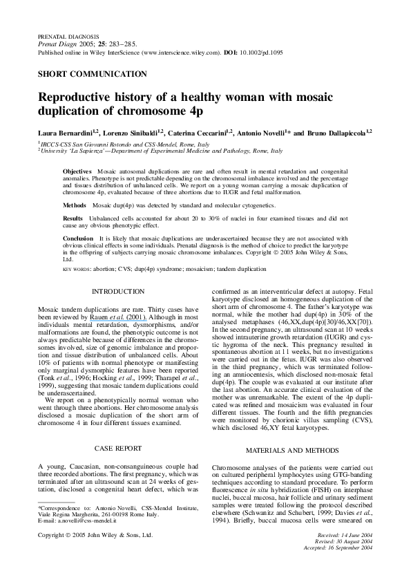 (PDF) Reproductive history of a healthy woman with mosaic duplication ...