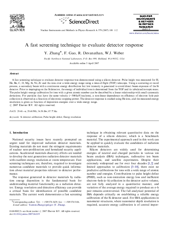 (PDF) A fast screening technique to evaluate detector response