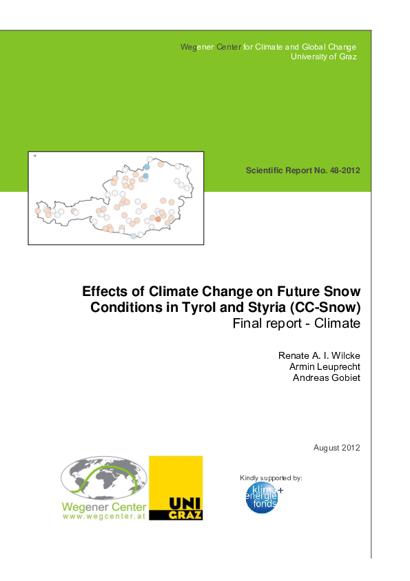 (PDF) Effects of climate change on future snow conditions in Tyrol and ...