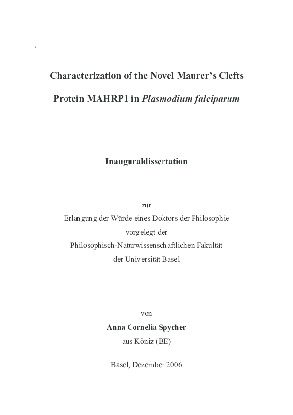 (PDF) The Maurer's cleft protein MAHRP1 is essential for trafficking of ...