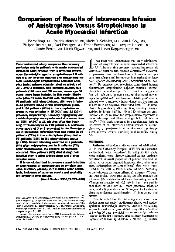 (PDF) Comparison of results of intravenous infusion of anistreplase ...