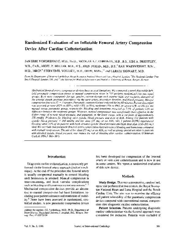 (PDF) Randomized Evaluation of an Inflatable Femoral Artery Compression ...