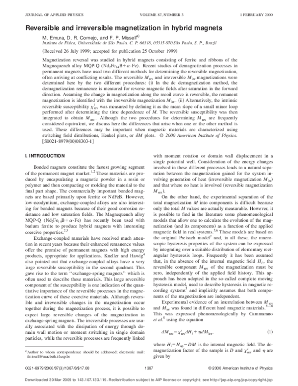 (PDF) Reversible and irreversible magnetization in long Josephson junctions