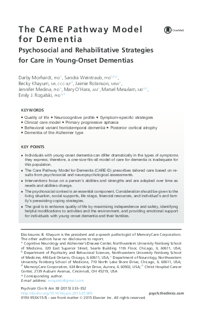 (PDF) The CARE Pathway Model for Dementia