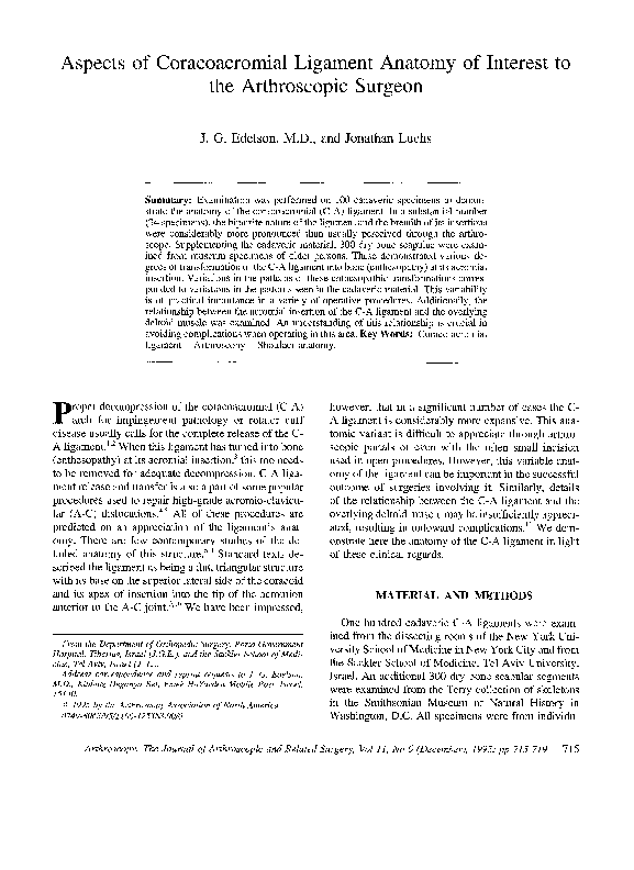 (PDF) Aspects of coracoacromial ligament anatomy of interest ot the ...