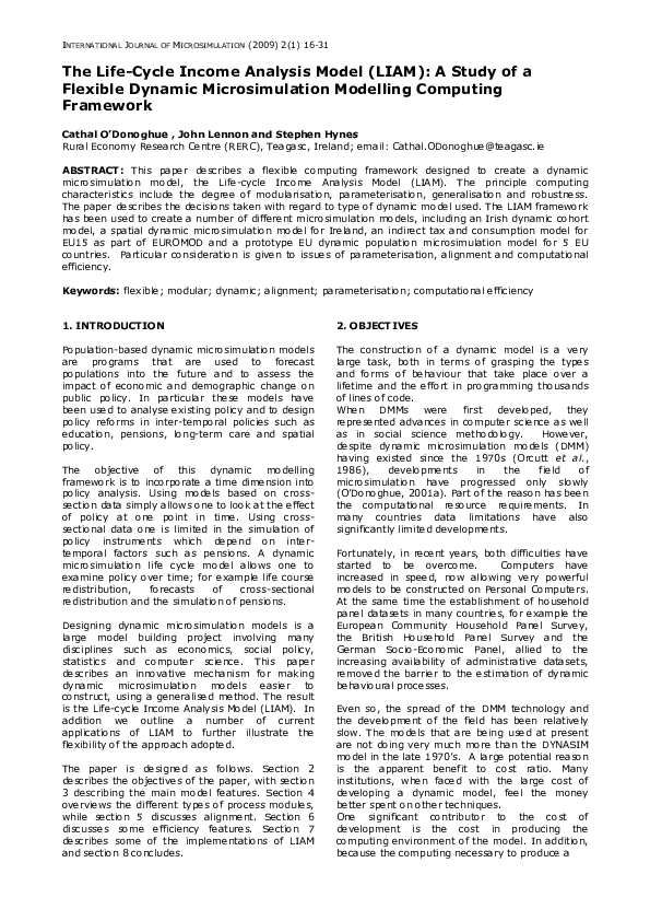 (PDF) The Life-cycle Income Analysis Model (LIAM): a study of a flexible dynamic microsimulation ...