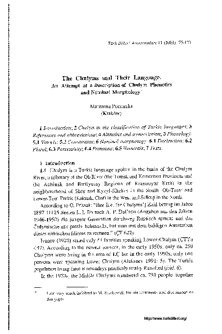 (PDF) The Chulyms and Their Language. An Attempt at a Description of ...