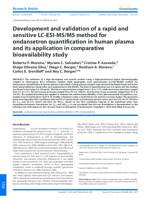 (PDF) Development and validation of a rapid and sensitive LC-MS/MS method for the determination ...