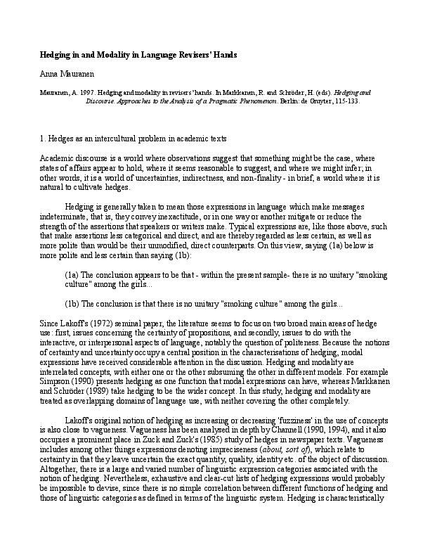 (PDF) Hedging in language revisers' hands