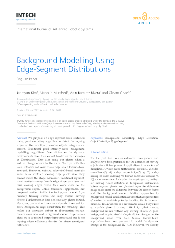 (PDF) Background Modeling using Edge Segment Distributions