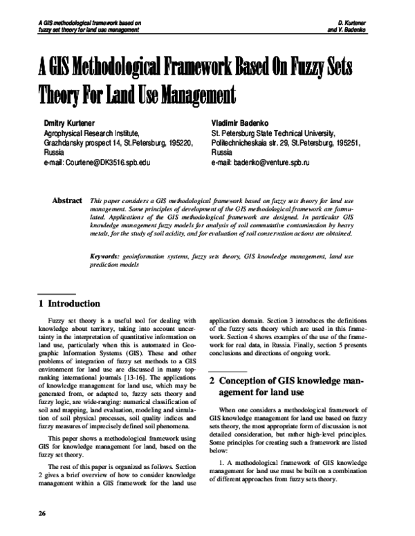 (PDF) A GIS methodological framework based on fuzzy sets theory for land use management