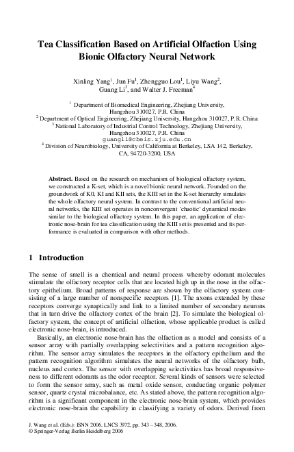 Pdf Tea Classification Based On Artificial Olfaction Using Bionic Olfactory Neural Network