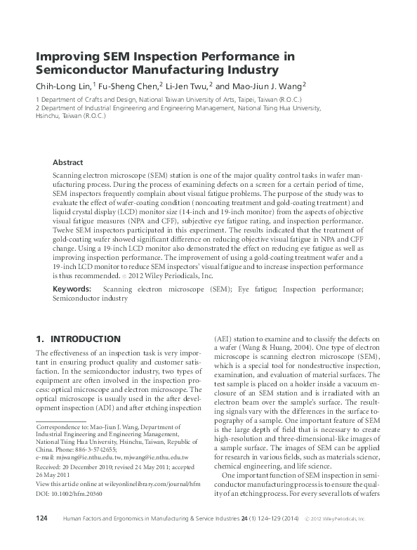 (PDF) Improving SEM Inspection Performance in Semiconductor ...