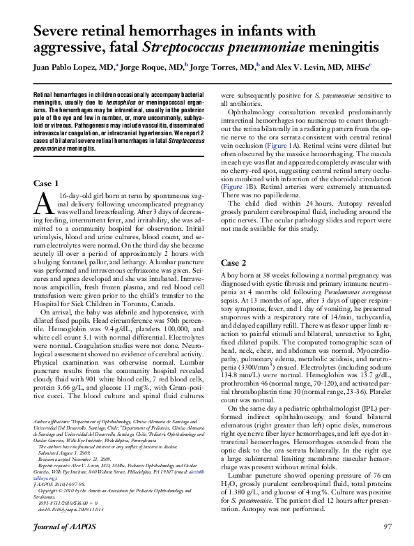 (PDF) Severe retinal hemorrhages in infants with aggressive, fatal ...