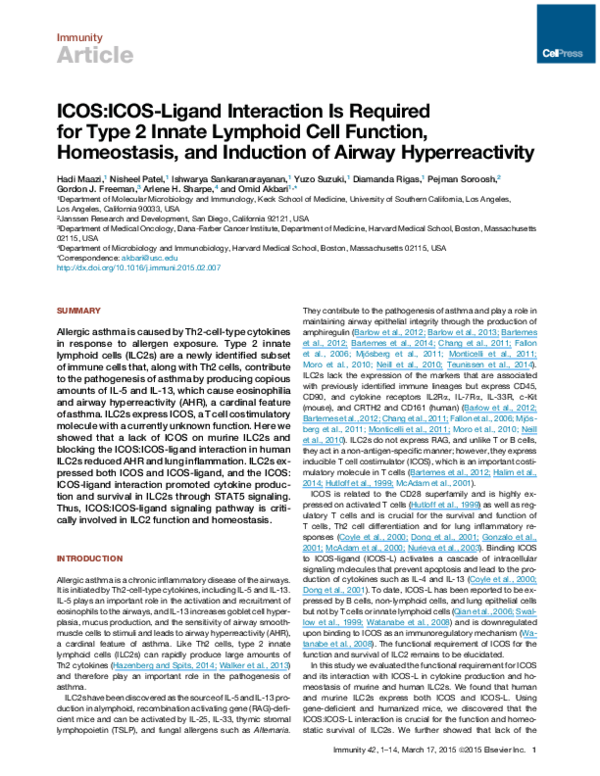 (PDF) ICOS:ICOS-Ligand Interaction Is Required for Type 2 Innate ...