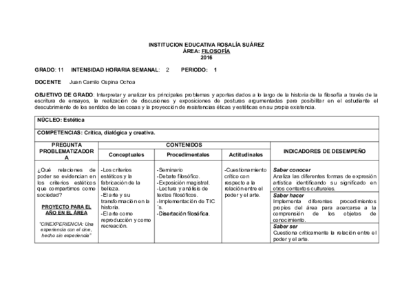 (DOC) INSTITUCION EDUCATIVA ROSALÍA SUÁREZ ÁREA: FILOSOFÍA 2016 ...