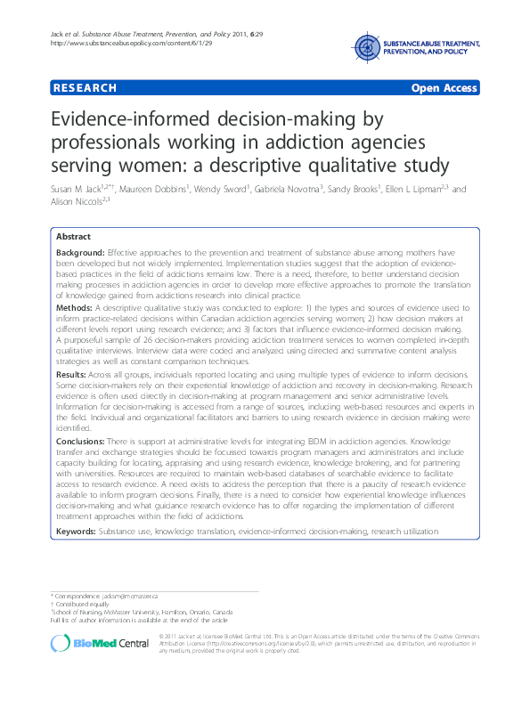 (PDF) Evidence-informed decision-making by professionals working in ...