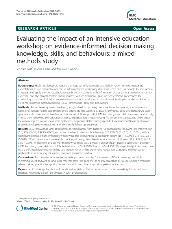 (PDF) Evaluating the impact of an intensive education workshop on ...
