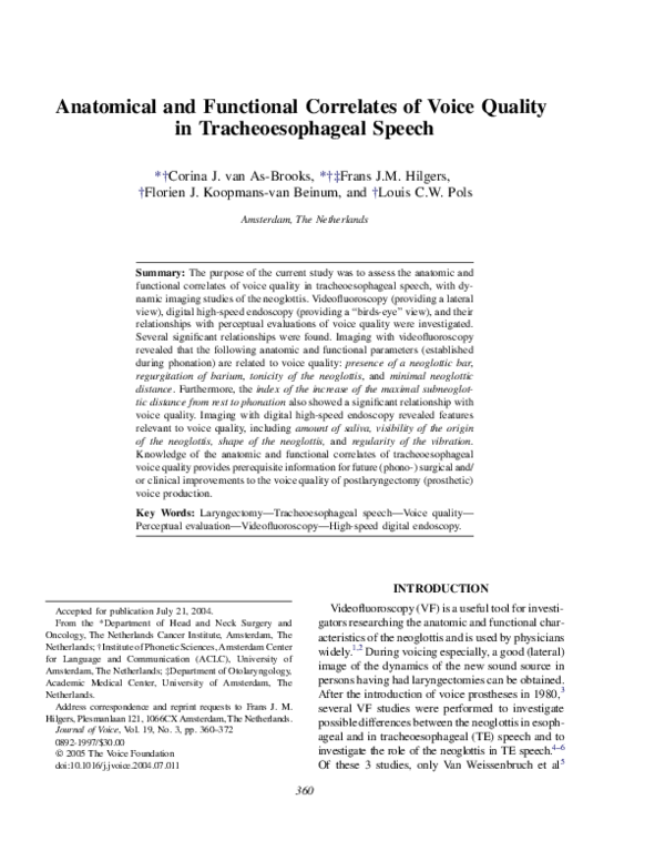 (PDF) Anatomical and Functional Correlates of Voice Quality in ...