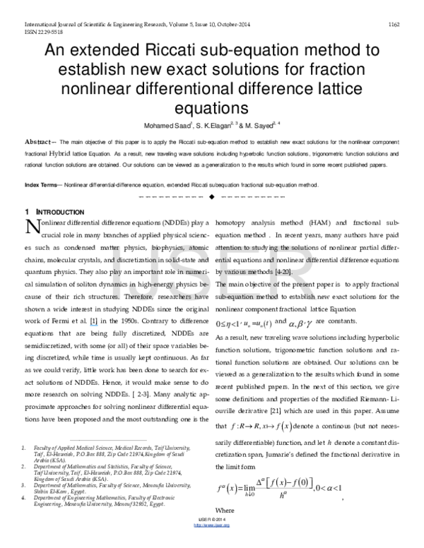 (PDF) An extended Riccati sub-equation method to establish new exact solutions for fraction ...