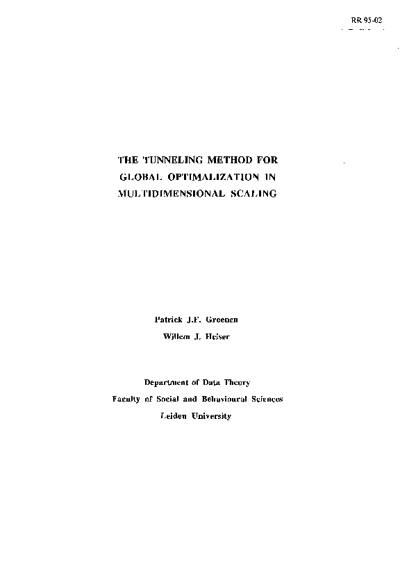 Pdf The Tunneling Method For Global Optimization In Multidimensional