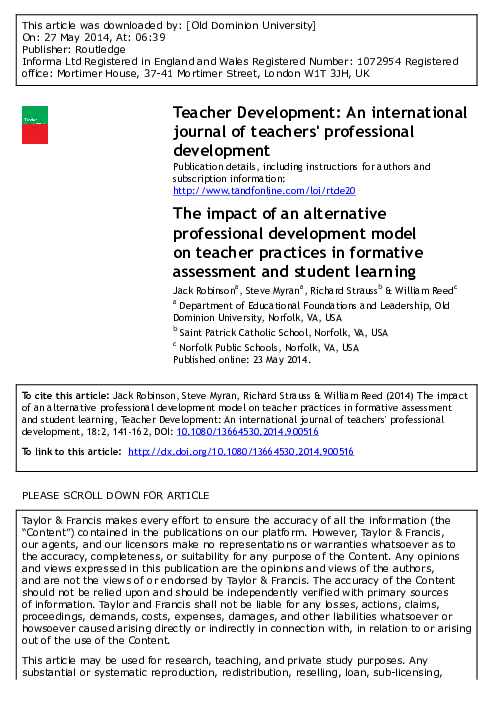 (PDF) The impact of an alternative professional development model on ...