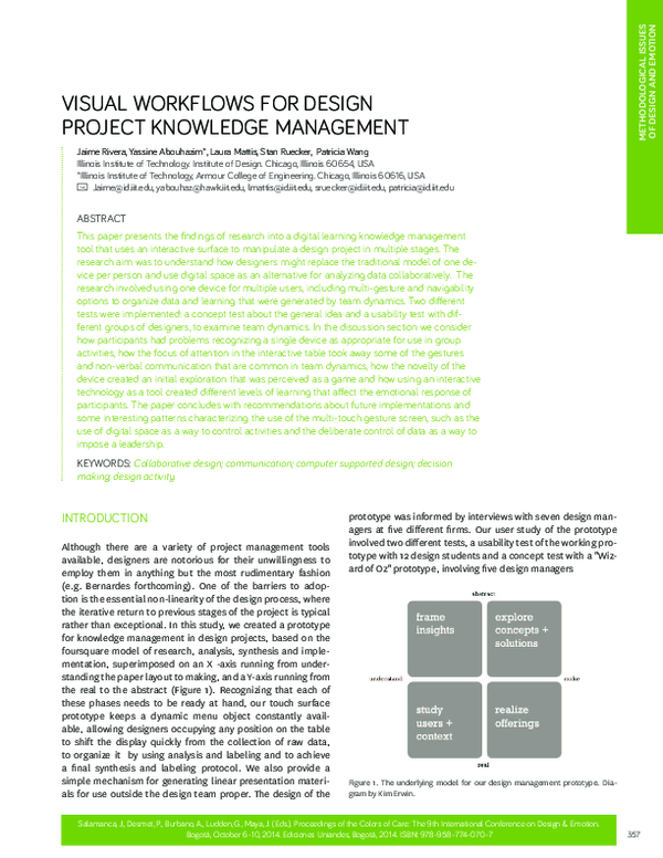 (PDF) Visual Workflows for Design Project Knowledge Management