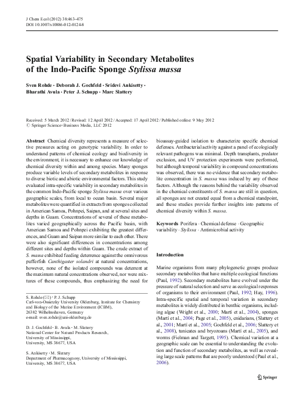 (PDF) Spatial Variability in Secondary Metabolites of the Indo-Pacific ...
