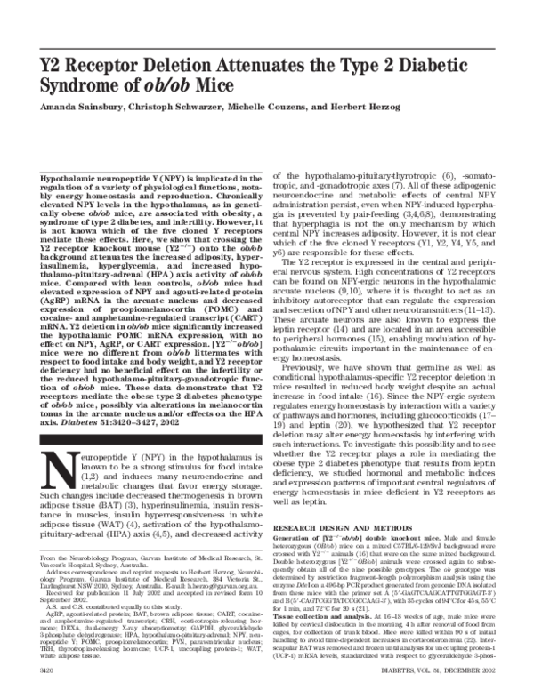 (PDF) Y2 receptor deletion attenuates the type 2 diabetic syndrome of ...