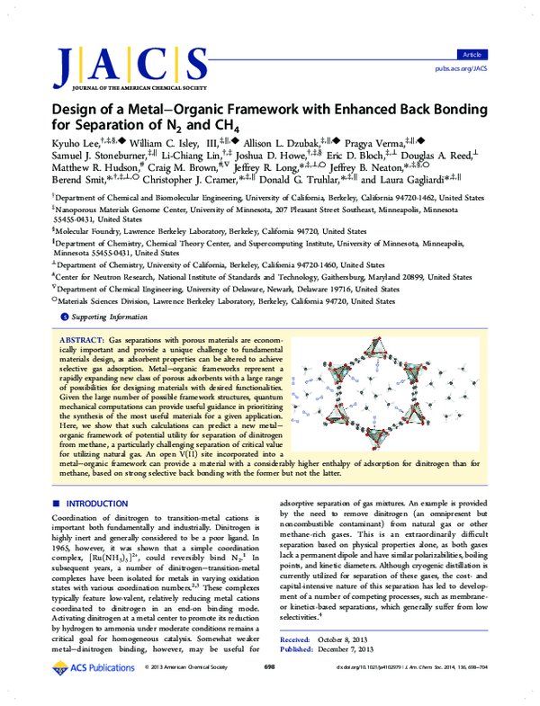 (PDF) Design of a Metal-Organic Framework with Enhanced Back Bonding ...