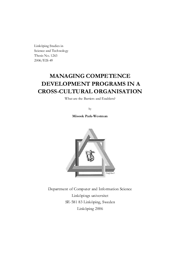 (PDF) MANAGING COMPETENCE DEVELOPMENT PROGRAMS IN A CROSS-CULTURAL ...