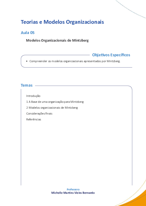 (PDF) Teorias e Modelos Organizacionais Aula 05 | Andre Colucci ...