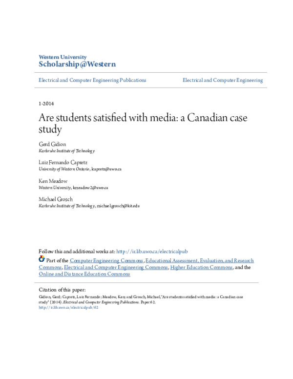 (PDF) Are students satisfied with media: a Canadian case study