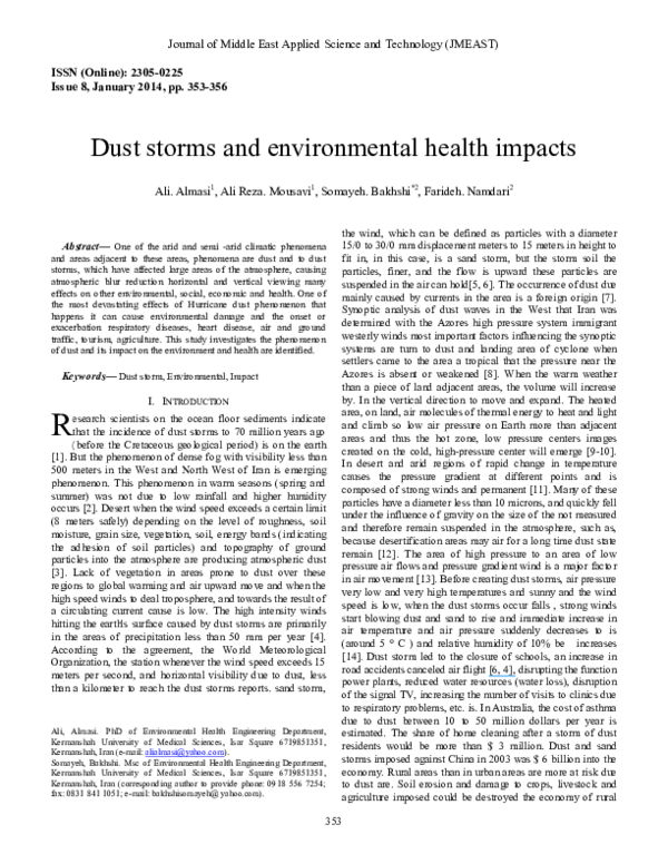 (PDF) Dust storms and environmental health impacts