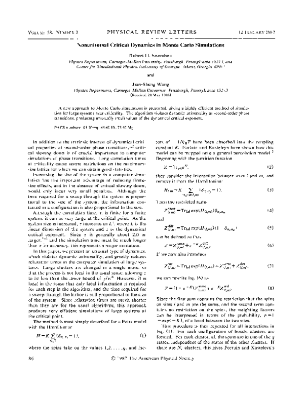 (PDF) Nonuniversal critical dynamics in Monte Carlo simulations