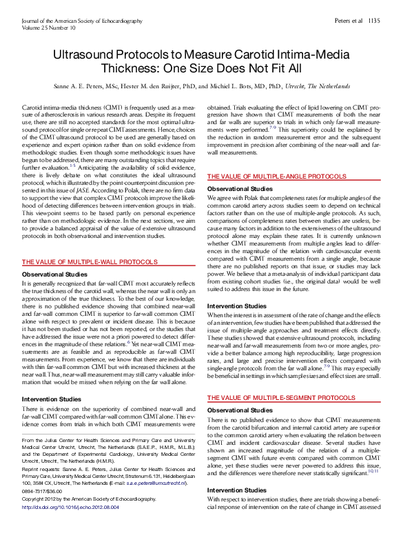 (PDF) Ultrasound protocols to measure carotid intima-media thickness in ...