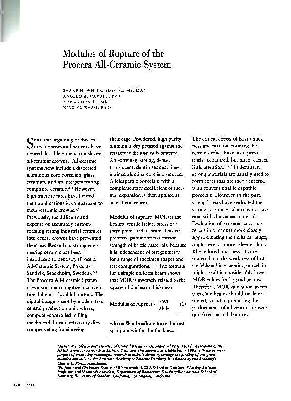 (PDF) Modulus of Rupture of the Procera All-Ceramic System