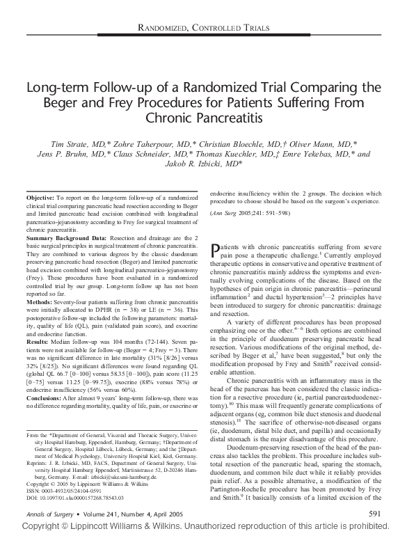 (PDF) Endoscopic Therapy for Chronic Pancreatitis | Franklin Kasmin ...