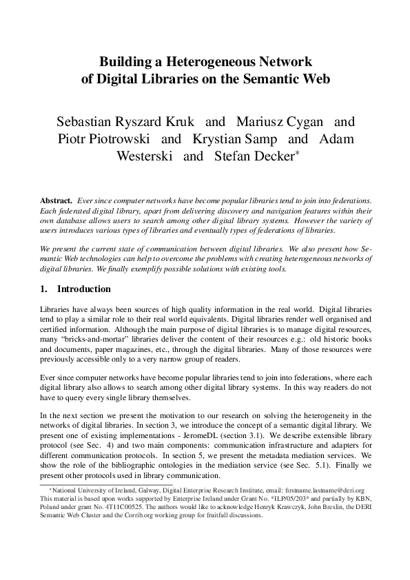 (PDF) Building a Heterogeneous Network of Digital Libraries on the ...