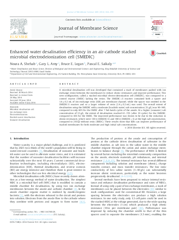 (PDF) Enhanced water desalination efficiency in an air-cathode stacked ...