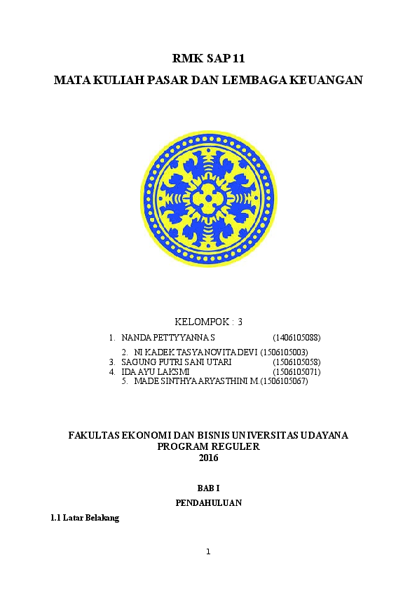 (DOC) RMK SAP 11 MATA KULIAH PASAR DAN LEMBAGA KEUANGAN