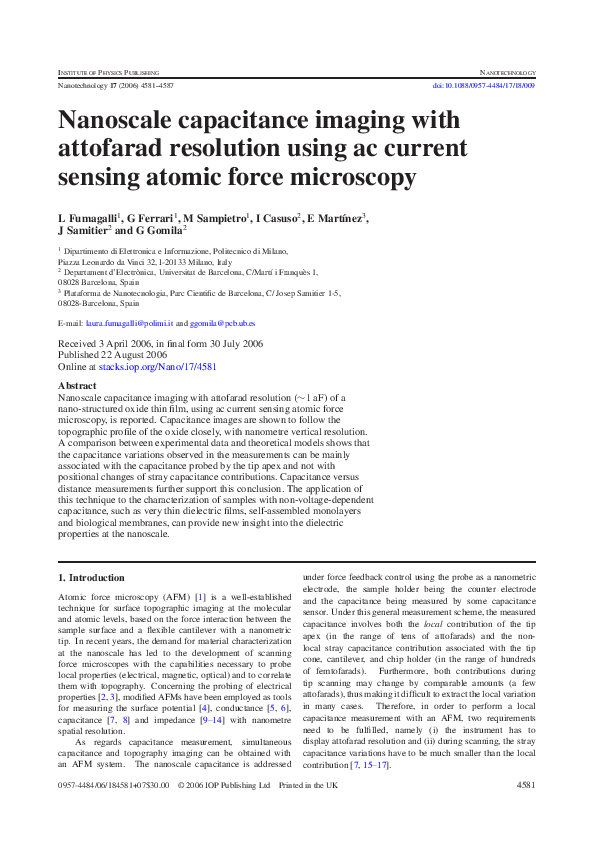 Pdf Nanoscale Capacitance Imaging With Attofarad Resolution Using Ac