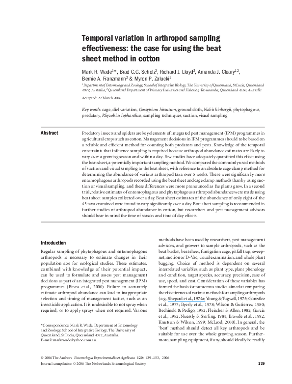 (PDF) Temporal variation in arthropod sampling effectiveness: the case ...