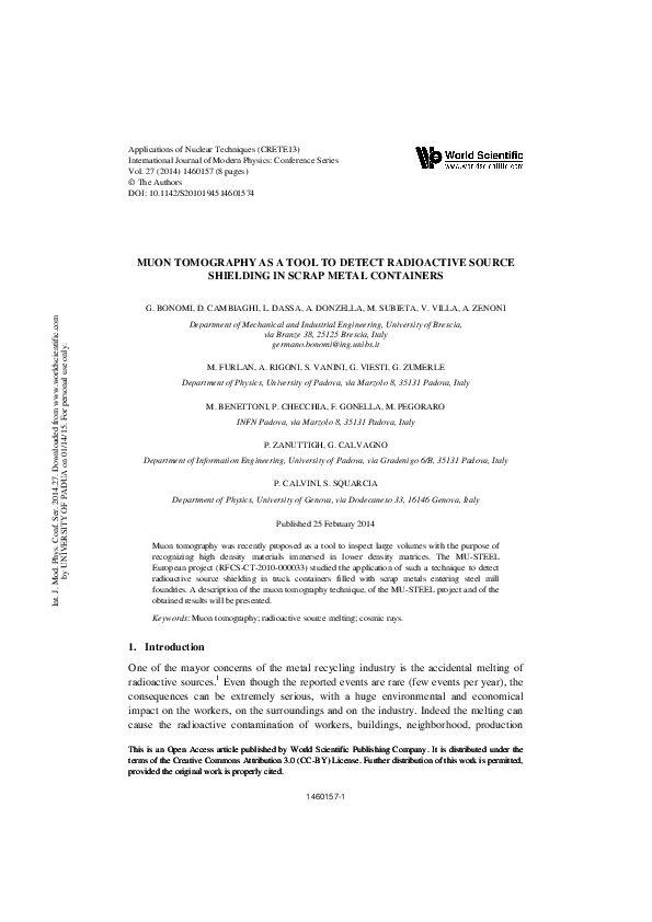 (PDF) MUON TOMOGRAPHY AS A TOOL TO DETECT RADIOACTIVE SOURCE SHIELDING ...